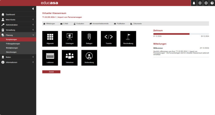 educasa - Kursadministration mit integrierter Bildungsplattform